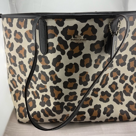 Coach | Bags | Coach Leopard Print Tote Bag Black And Brown | Poshmark